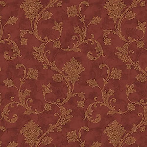 Stitch & Sparkle 100% Cotton Duck 54" Jacobean Scroll Red Color Sewing Fabric by The Yard D01G0415