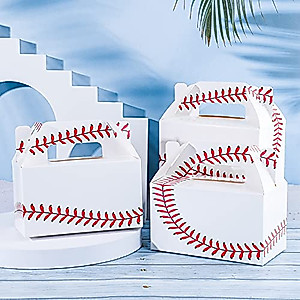 durony 6.2" Baseball Favor Boxes 24 PCS Cardboard Treat Boxes Baseball Sports Theme Party Gift Box Candy Snack Goodie Bags for Kids Adults Baby Shower Baseball Party Supplies