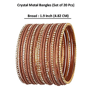 Efulgenz Indian Bangle Set Rhinestone CZ Plain Metal Bracelet Bangle Jewelry for Women .