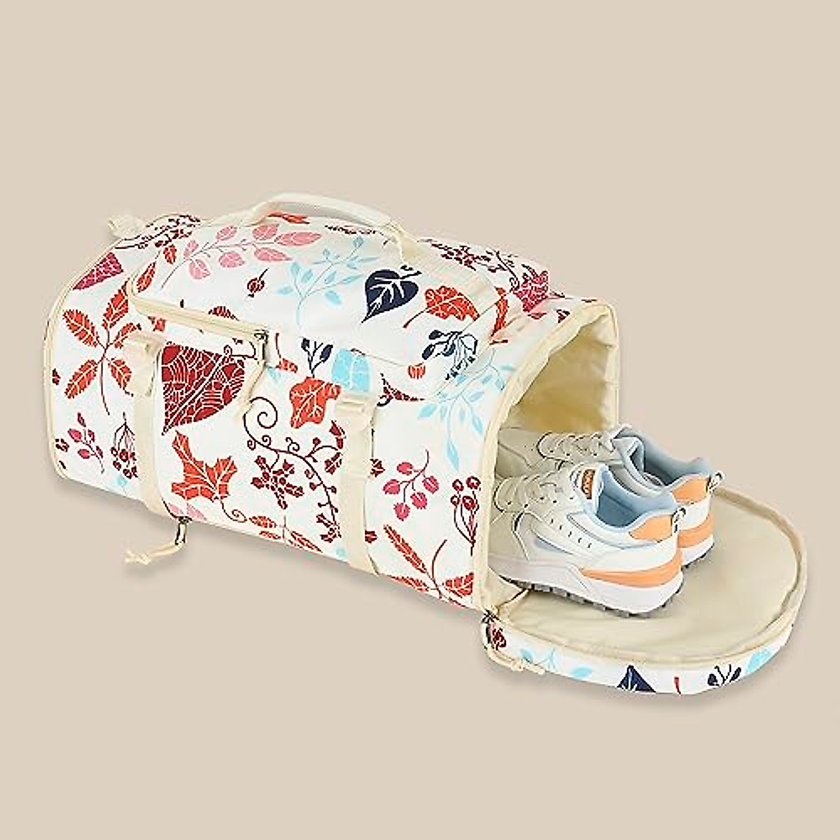 Floral Gym Duffle Bag Backpack 4 ways for Women Waterproof with Shoes Compartment for travel Sport Hiking laptop Lightweight, Kalesi XL