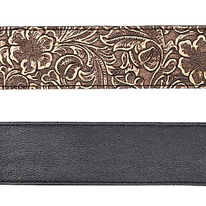 Anwenk Guitar Strap, Stamped Leather Guitar Strap PU Leather Western Vintage 60's Retro Guitar Strap with Genuine Leather Ends for Electric Bass Guitar, with Tie,Include 2 Picks,Bronze