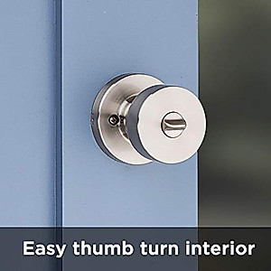 Kwikset Pismo Keyed Entry Door Knob Featuring SmartKey Security, Round, Satin Nickel