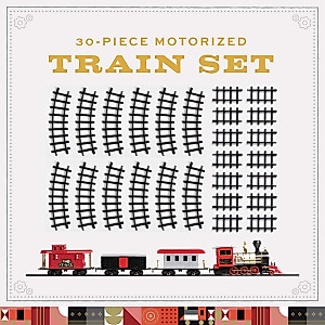 FAO Schwarz 1006832 Classic Motorized Train Set, Complete Toy Set with Engine, Cargo, 18' of Modular Tracks, Red/Black, Pack of 30