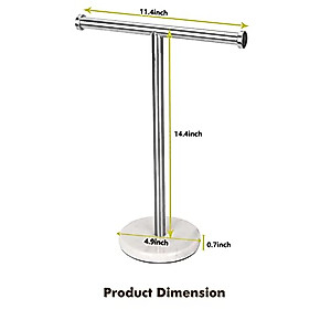Hand Towel Holder Stand Countertop, Sturdy Marble Base, No Wobbly, Hand Towel Rack for Bathroom (Brushed Nickel)