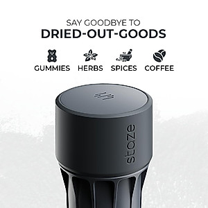 Staze Preserve Vacuum Sealed Storage Jars (148ml) | Patented Smell Proof Containers | Herb Storage & Food Storage Container with UltraViolet Protection - (SLATE)