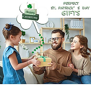 3 Pcs Farmhouse St. Patrick's Day Table Sign Irish St. Patrick's Day Table Wood Decorations Shamrock Clover St. Patricks Day Blocks Lucky Print St. Patrick's Day Tiered Tray Decor for Party Home Desk