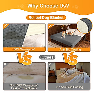 Roilpet 2 Pack Waterproof Dog Bed Cover Blanket Non Slip Couch Cover for Pets Large Dog Cat Kids Children Sofa Furniture Protector(82"×102", Dark Grey)