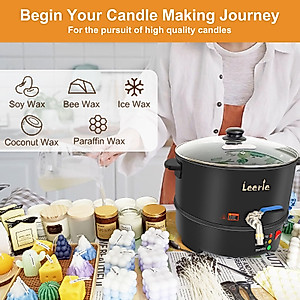 Leerie 8Qts /16Lbs Wax Melter for Candle Making, L8 Large Electric Wax Melting Pot of Wax, Soy Wax Business Home Candle Making Kit with Heating Core Brass Spout & Temp Control
