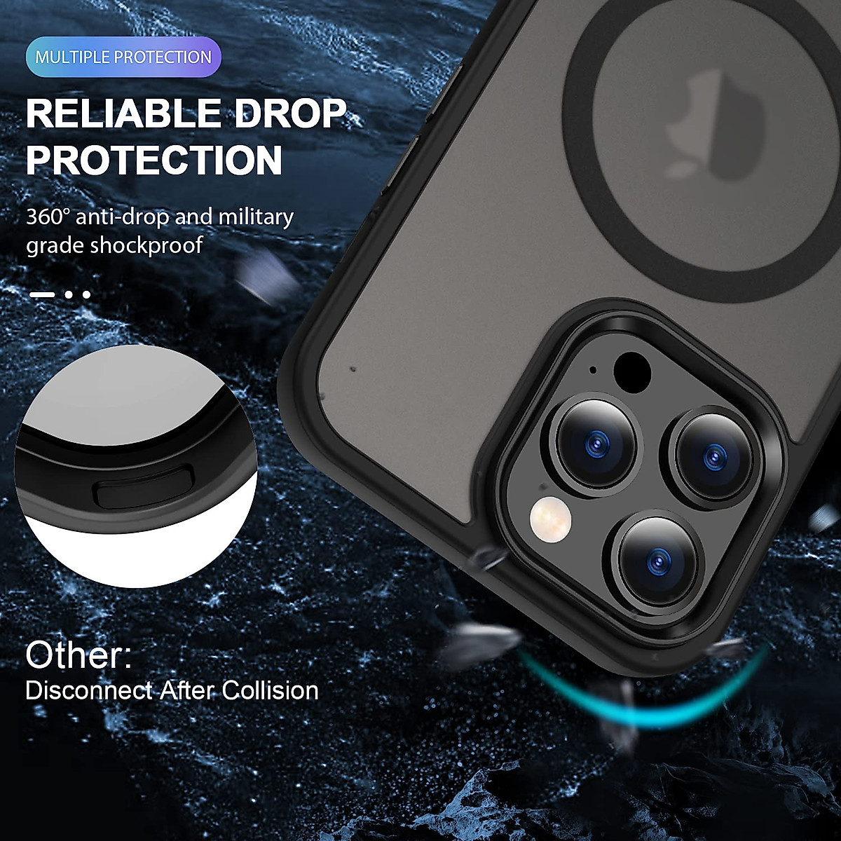 Magnetic for iPhone 13 Pro Max Case [Compatible with Magsafe] Silicone Shockproof Phone Case [10FT Military Grade Protective] Slim Translucent Matte Phone Case iPhone 13 Pro Max Case (6.7"), Black