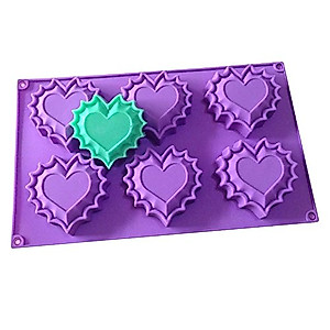 Allforhome 6 heart Silicone Cake Baking Molds Cake Pan Muffin Cups Handmade Soap Molds Biscuit Chocolate Ice Cream Soap DIY Mould Candy Making Mold