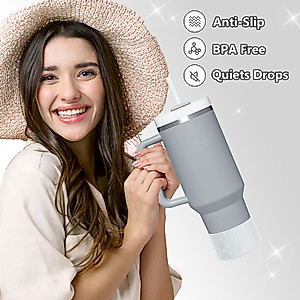 WUQID Protective Bling Silicone Boot Sleeve, Compatible with Stanley Tumbler 20-40oz & Hydro Flask Bottle 12oz-24oz, Glitter Reduces Dents Sleeve Cover for More Bottles/Tumblers Bottom of 2.83-2.95in