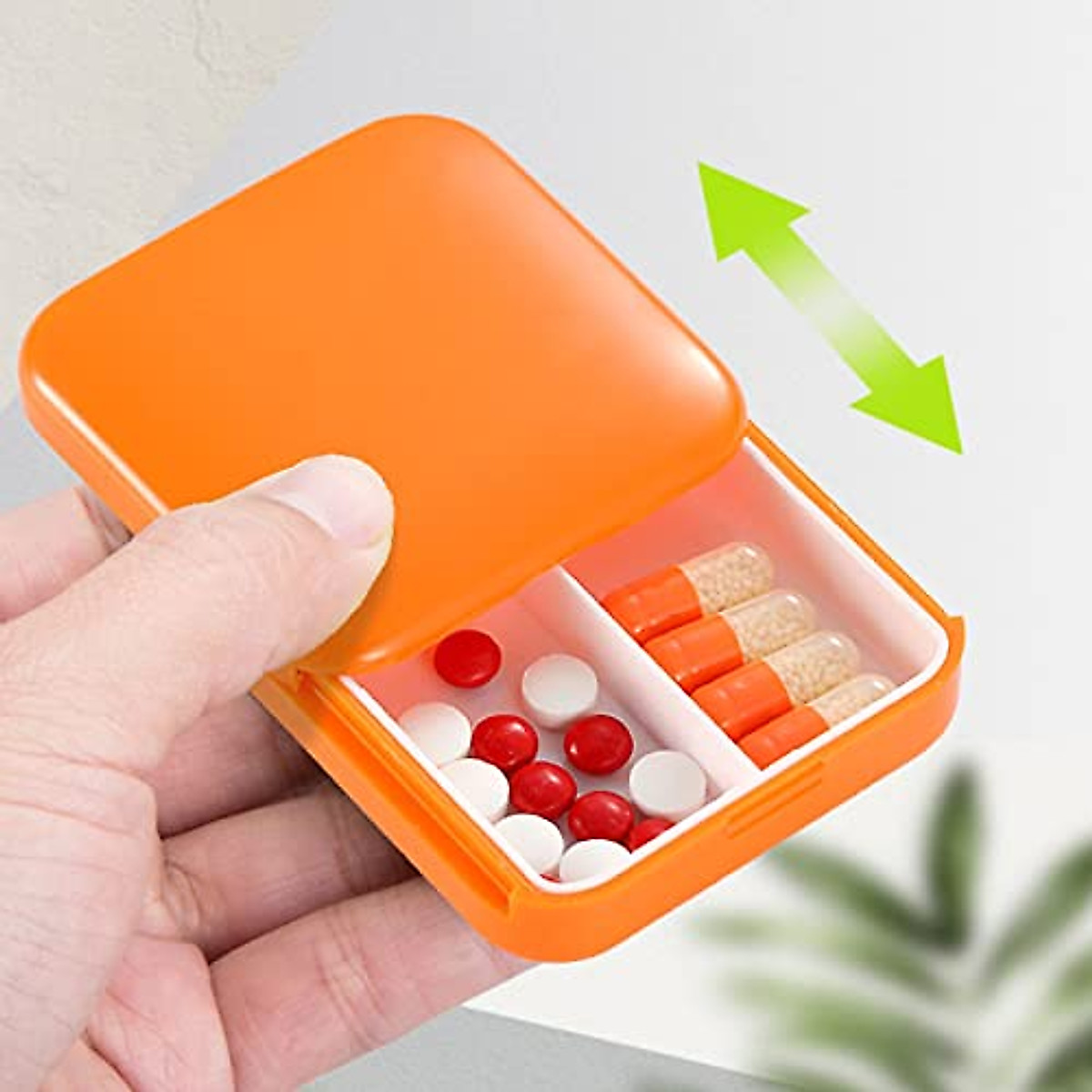 curfair Storage Box Storage Container Convenient Pill Box 2 Grids Waterproof ABS Push-pull Style Storage Organizer Pill Box Moisture Proof for Outdoor Household Supplies-Green