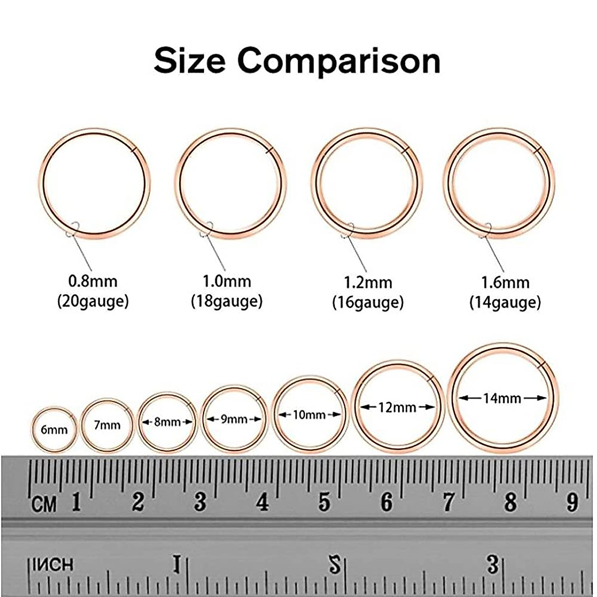 4Pcs 18G Surgical Stainless Steel Hoop Nose Ring Gold Septum Cartilage Helix Daith Tragus Hoop Earrings Hypoallergenic Body Piercing Jewelry for Women Men(18G Gold)