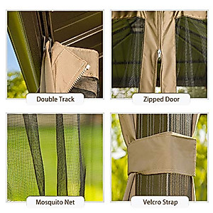 Domi Outdoor Living 10’ X 12’ Hardtop Gazebo, Outdoor Aluminum Frame Canopy with Galvanized Steel Double Roof, Outdoor Permanent Metal Pavilion with Curtains and Netting for Patio, Backyard and Lawn