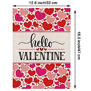Valentines Day Garden Flag Love Heart Valentines Garden Flag Anniversary Wedding Home Vertical Burlap Double Sided Yard Outdoor Decor 12.5 x 18 Inch