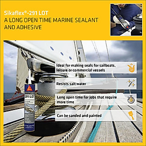 Sikaflex-291 LOT, White, Marine Adhesive and sealant, General All-Purpose PU Adhesive with Long Open time, 10.1 fl. oz