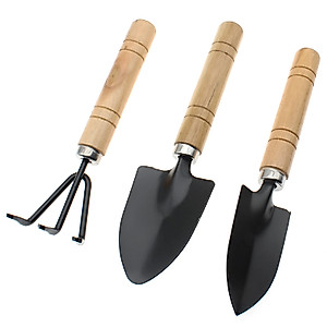 6 Pcs Mini Garden Tool Set Plant Potted Flower Gadget Wooden Handles for Transplanting Seedling Cultivating Weeding Flowers Vegetable Seedlings [FDXGYH]