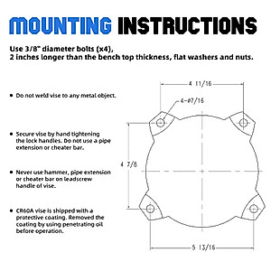 Forward CR60A 6.5-Inch Bench Vise Swivel Base Heavy Duty with Anvil (6 1/2") Gray