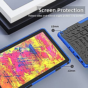 ROISKIN Dual Layer Heavy Duty Shockproof Impact Resistance Drop Proof Military Grade Kids Case with Kickstand for Fire HD 10 & HD10 Plus Case 11th Generation 2021, Not fit Lenovo Samsung case,Blue