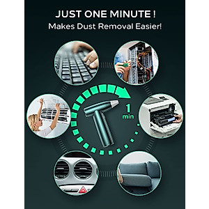 Electric Air Duster, 150000 RPM Compressed Air Duster with [Powerful Brushless & Coreless Motor] [Elegant All Metal] Air Duster Compressed Air Cordless Air Duster Mini Air Blower for Computer Keyboard