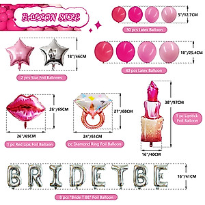 Party Spot! 119 PCS Bachelorette Party Decorations, Latex Balloons, "BRIDE TO BE" Balloons, Tablecloth, Veil, Cake Topppers, Pink Bridal Shower Party Decorations, Balloon Pump