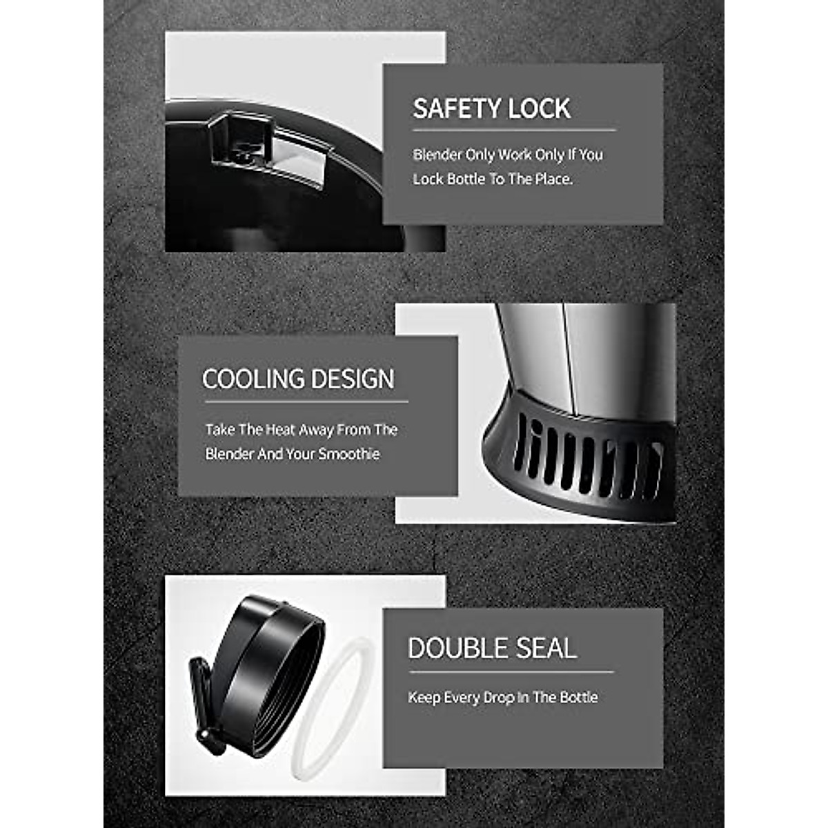 Personal Blender with 2 x 20oz Travel Bottle and Coffee/Spices Jar, Portable Smoothie Blender and Coffee Grinder in One , 500W Single Serve Blender for Shakes and Smoothies, BPA free, by Yabano (Black)