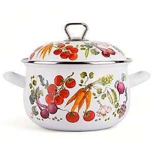 Vegetable Garden Belly Deep Stock Pot with Decorated Lid, Stock Pot with Glass Lid, Cooking Pot with Lid and Handles, Multipurpose Pot Use for Home Kitchen (4-qt. (3.8 L))