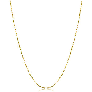 Kooljewelry 14k Yellow Gold Rope Chain Pendant Necklace (0.8 mm, 18 inch)
