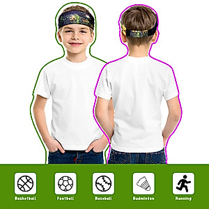 4 Pack Boys Breathable Kids Athletic Sweatbands Sports Headbands for Boys Non Slip Hair Band Elastic Hairband for Girls Workout Yoga Gym Running Exercise (Galaxy)