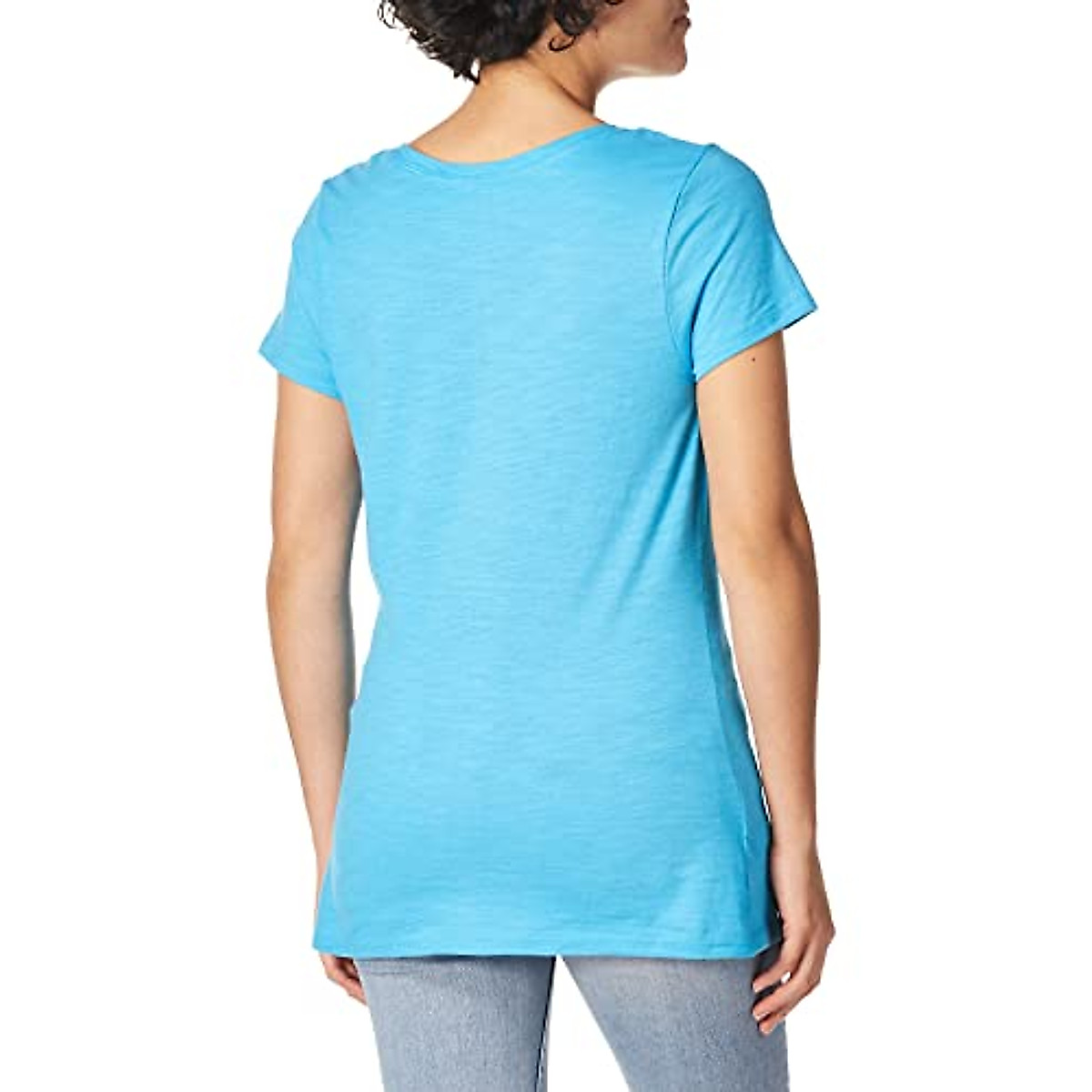 Hanes Women's Shirts, Slub Cotton Shirred V-Neck Tee, Cotton T-Shirts for Women, Women’s Tee Shirts