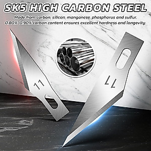 DIYSELF 50 PCS Exacto Knife Blades, High Carbon Steel #11 Blades Refill Art Blades with Storage Case for Craft, Hobby, Scrapbooking, Stencil