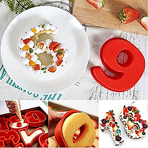 CLOUDCLAMB 4.25 inch Number Cake Pans, 0-8 Silicone Mold, Party Cake Birthday Cake Red