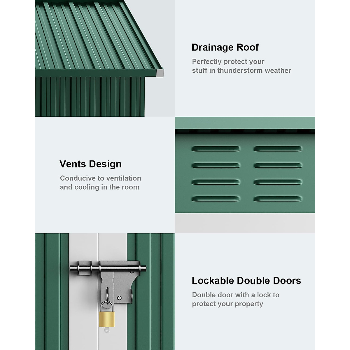Bealife 6' x 4' Outdoor Storage Shed Clearance, Metal Outdoor Storage Cabinet with Double Lockable Doors, Waterproof Tool Shed, Backyard Shed for Garden, Patio, Lawn (Green)