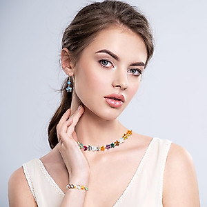 QUEFE 250Pcs Star Glass Spacer Beads Bulk AB Colorful 8mm Heart Beads for Jewelry Bracelet Necklace Making