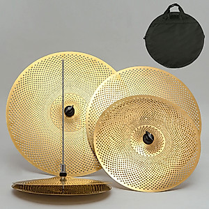Low Volume Cymbal Pack, Quiet Cymbal Set 14''/16''/18''/20'' (5 Pcs, Matte Golden) | FREE Cymbal Bag included