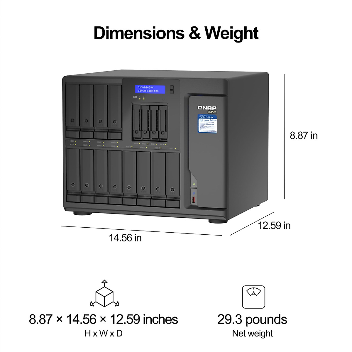 QNAP TVS-h1288X-W1250-16G High-speed media NAS with Intel® Xeon® W-1250 CPU and Two 10GbE Ports