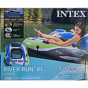 Intex River Run XL Lounge Tube - Inflatable Pool River Raft Ride- Vibrant Blue, White, and Green