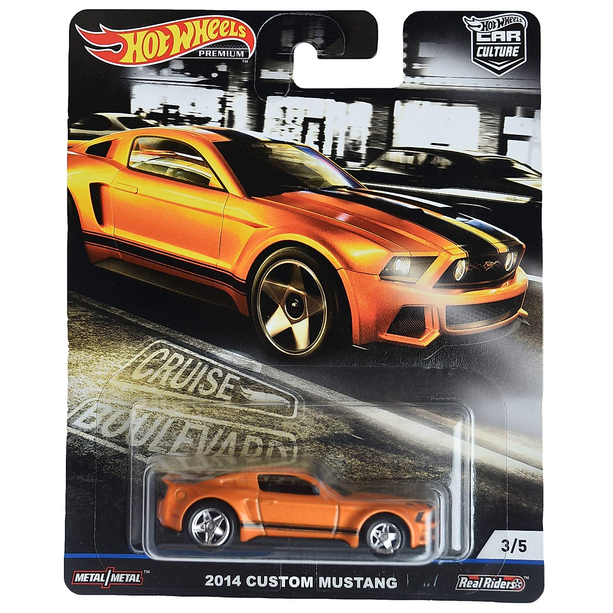 Hot Wheels Car Culture Cruise Boulevard 2014 Custom Mustang 3/5, Burnt Orange