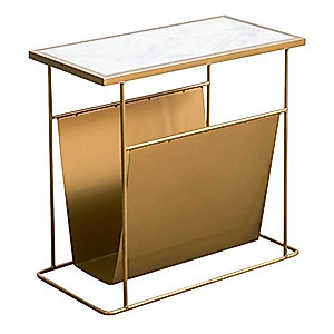 Articles for daily use Square Marble Coffee Table Side Table, Bedside Table with Storage Box, Metal Frame Marble Table Top, Industrial Style Small Coffee Table in Living Room and Bedroom