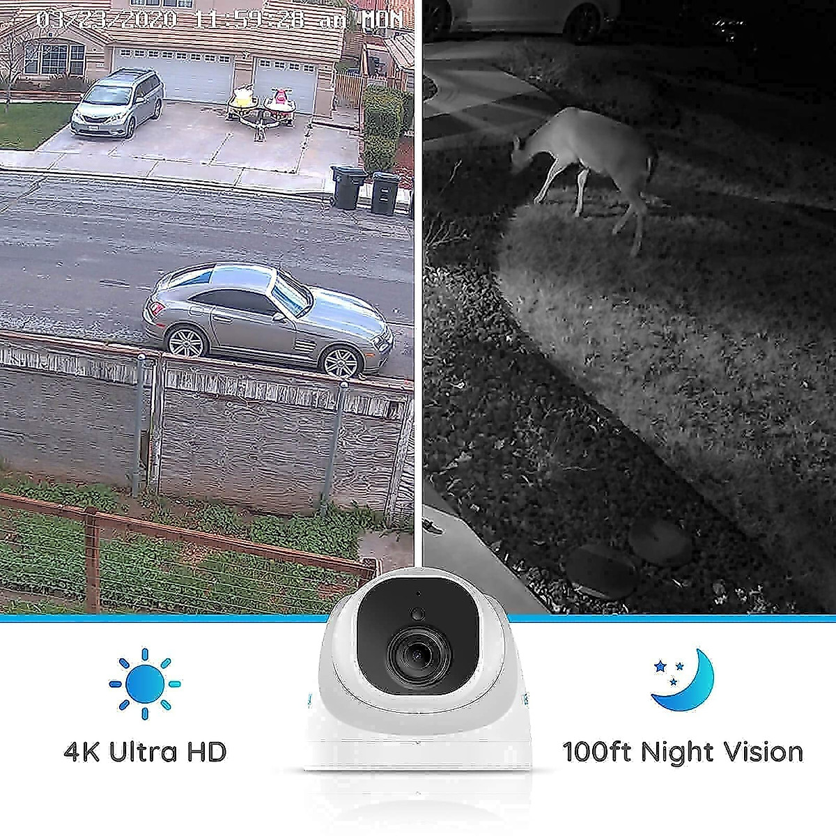 REOLINK 4K PoE Outdoor Security Camera, 3X Optical Zoom, Human/Vehicle Detection, Smart Alerts and Playback,Time Lapse,Work with Google Assistant, 24/7 Audio Recording, RLC-820A Bundle with RLC-822A