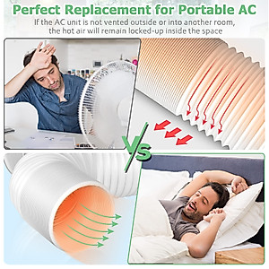 Air Conditioner Exhaust Vent Hose - 5.9" Diameter, 80" Length, Angooni Universal Counter-Clockwise Air Vent Compatible with Honeywell, Whynter, Frigidaire, LG, Delonghi Toshiba, Delonghi, JHS