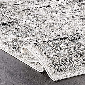 nuLOOM Madisson Vintage Faded Medallion Area Rug, 5x8, Silver