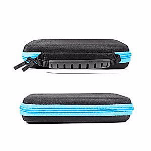 Orzly 3DSXL Case, Carry Case for New 3DS XL or Original Nintendo 3DS XL - Protective Hard Shell Portable Travel Case Pouch for 3DS XL Consoles with Slots for Games & Zip Pocket - Blue on Black