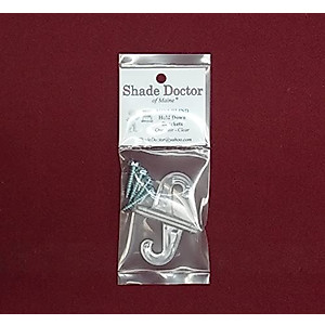 Shade Doctor of Maine 1" Mini Blind Clear Hold Down Hooks Brackets for Doors (One Pair)