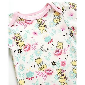 Disney Baby Girls? Minnie Mouse Bodysuit ? 3 Pack Romper: Easy Diaper Change, Size 0-3M, Pooh Bear Pink/Green