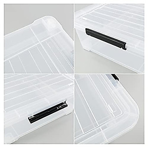 Morcte 40 Quart Plastic Underbed Storage Boxes, Clear Under Bed Plastic Storage Bin with Wheel, 3 Pack