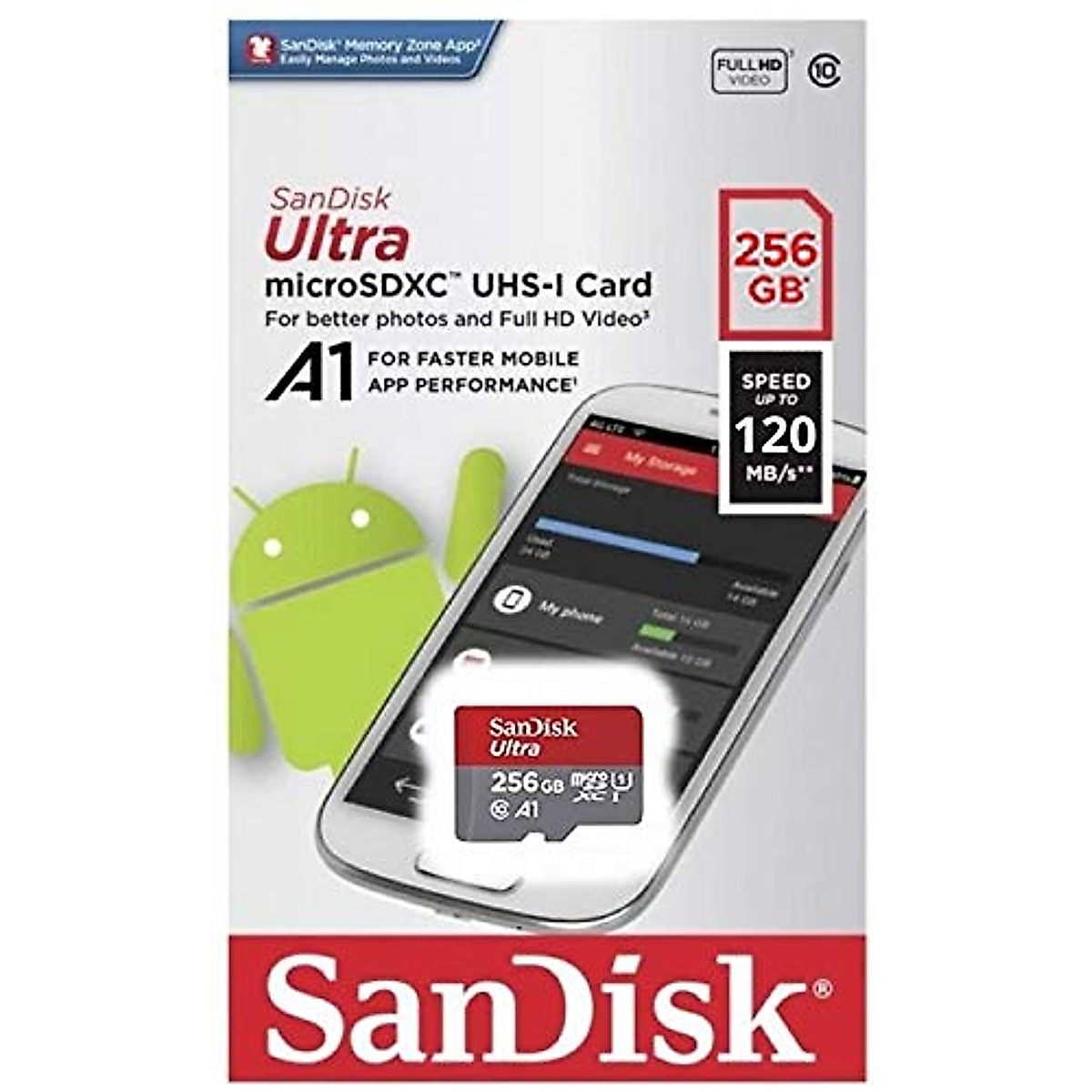 256GB SanDisk Ultra UHS-I Class 10 90mb/s MicroSDXC Memory Card works with Samsung Galaxy S8, S8 Plus, S8 Note, S7, S7 Edge, Cell Phones with Everything but Stromboli Memory Card Reader
