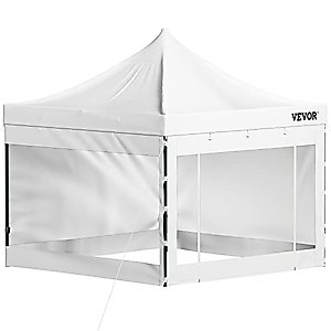 VEVOR 10x10 Pop Up Canopy Tent, Outdoor Canopy with Removable Sidewalls and Wheeled Bag, Instant Portable Shelter, UV-Resistant Waterproof Gazebo Patio Tents for Parties, Camping, Commercial, White