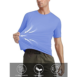 Mens Sun Shirts Short Sleeve UPF 50+ T-Shirt Quick Dry Shirts Moisture Wicking Summer Shirts Rash Guard T Shirts Light Blue M