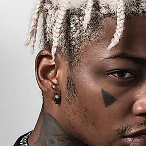 Jstyle Stainless Steel Black Unique Small Hoop Earrings for Men 1 Pairs Huggie Earrings Black